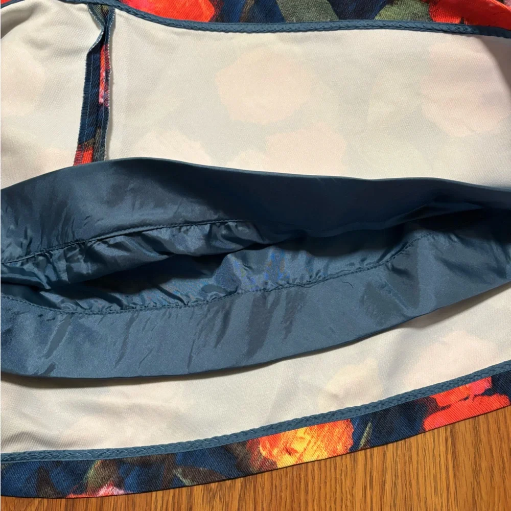Ochirly | Skirts | Full Circle Floral Skirt In Navy With Red Pink ...